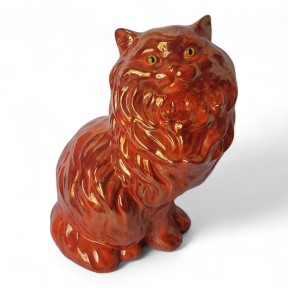 Accents | Vintage Red Orange Gold Glazed With Yellow Eyes Persian ...